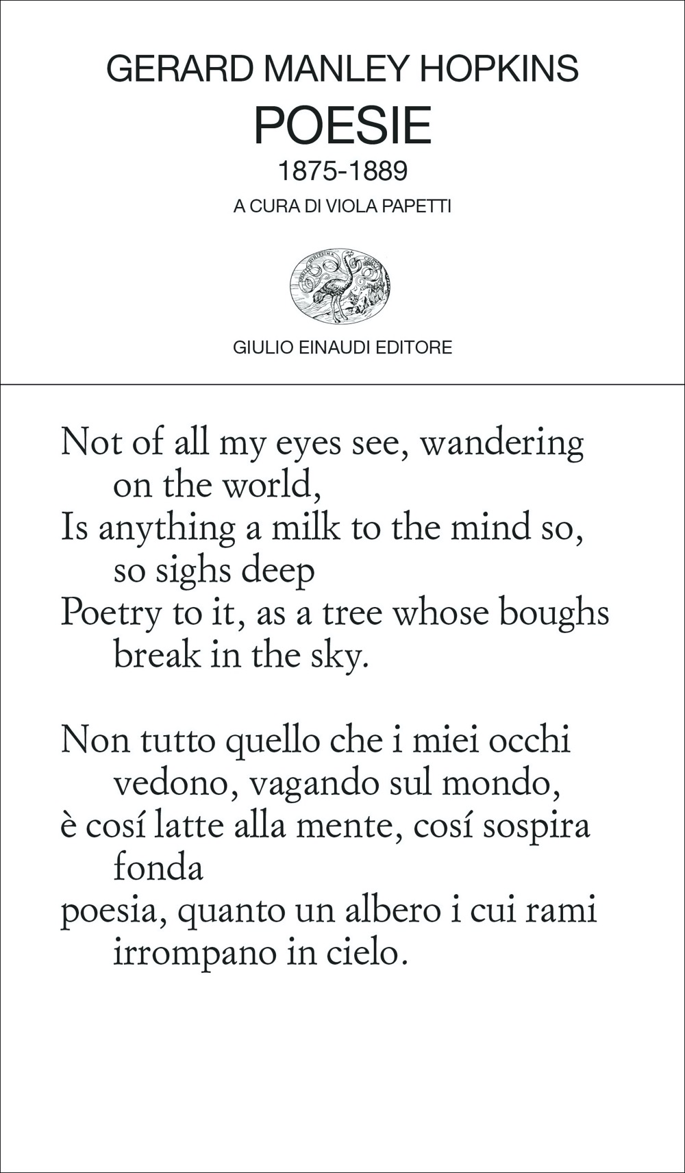 Poesie Gerard Manley Hopkins Giulio Einaudi Editore Collezione Di